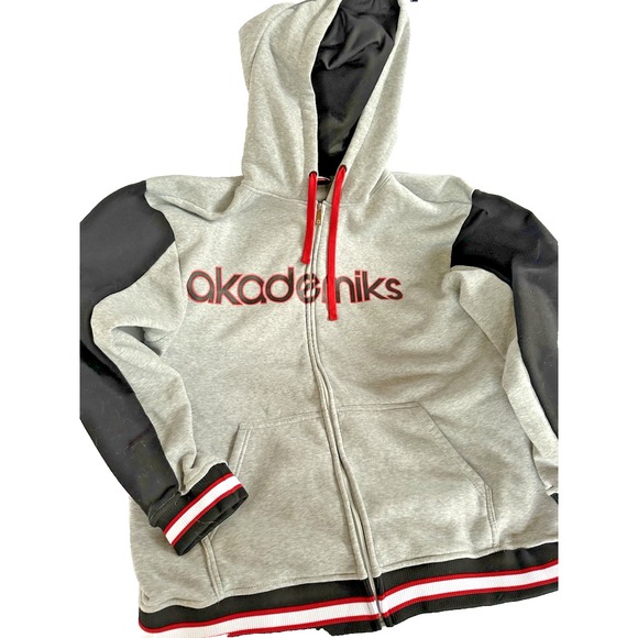 Akademiks | Shirts | Akademiks Gray With Black Red White Trim Fullzip ...